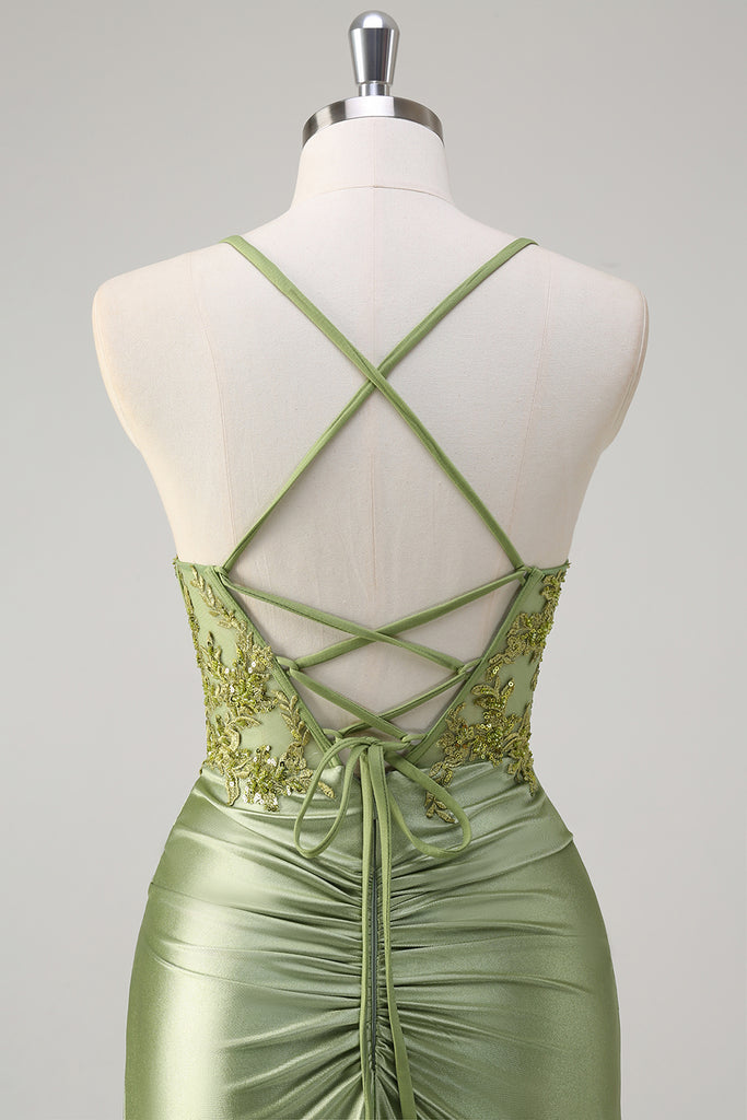 WEDTREND Women Stylish Army Green Prom Dress with Appliques Mermaid ...