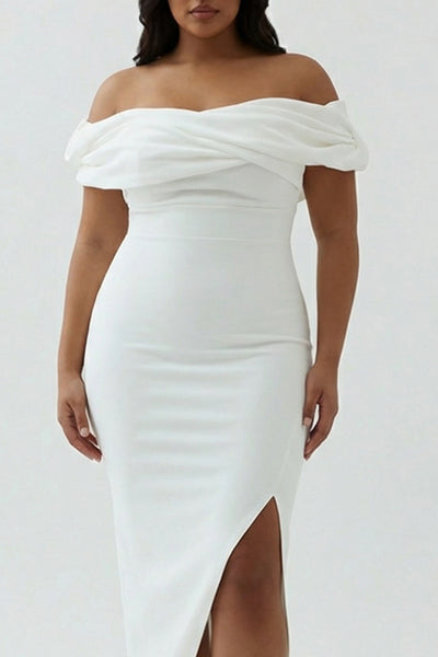 Wedtrend Women White Plus Size Graduation Dress With Slit Sheath Off ...