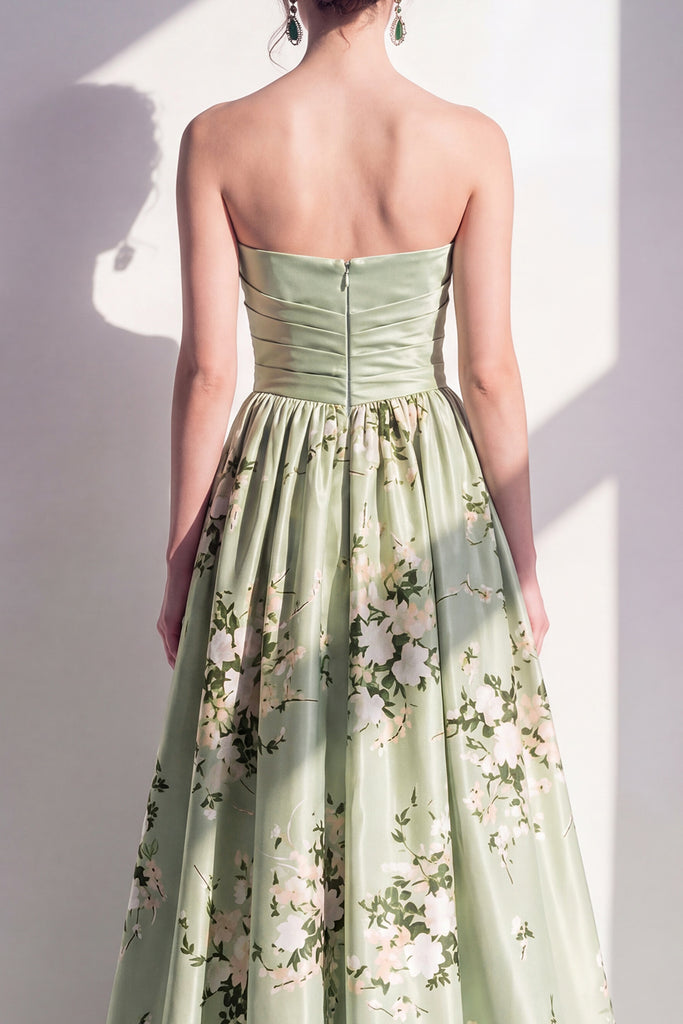 Wedtrend Women Strapless Sage Green Bridesmaid Dress Floral A Line ...