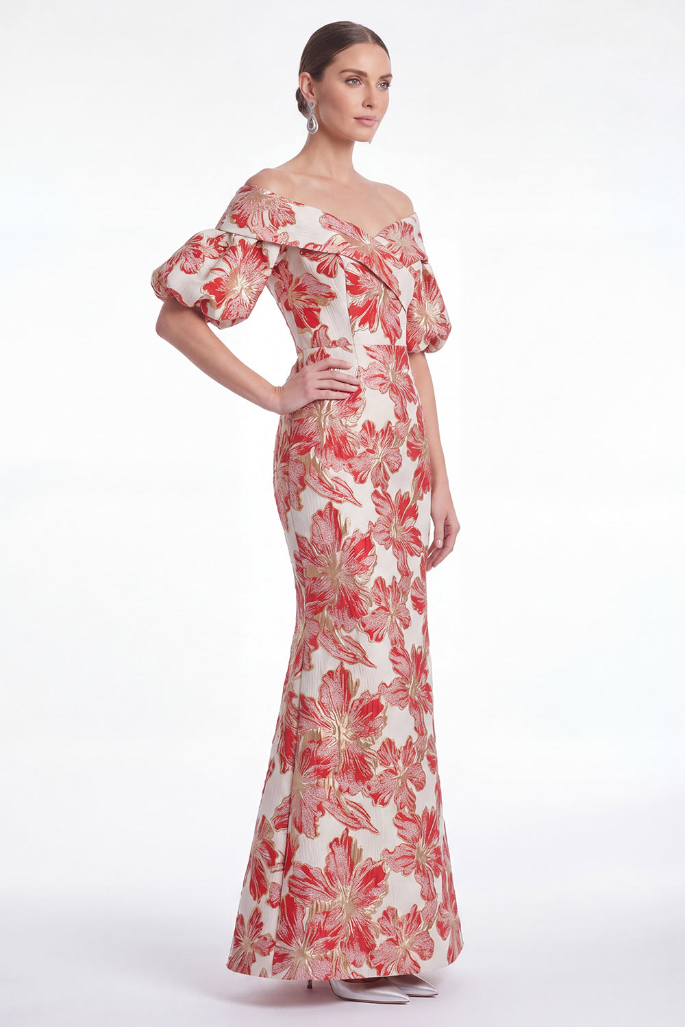 WEDTREND Women Off the Shoulder Blue Floral Mother of the Bride Dress ...