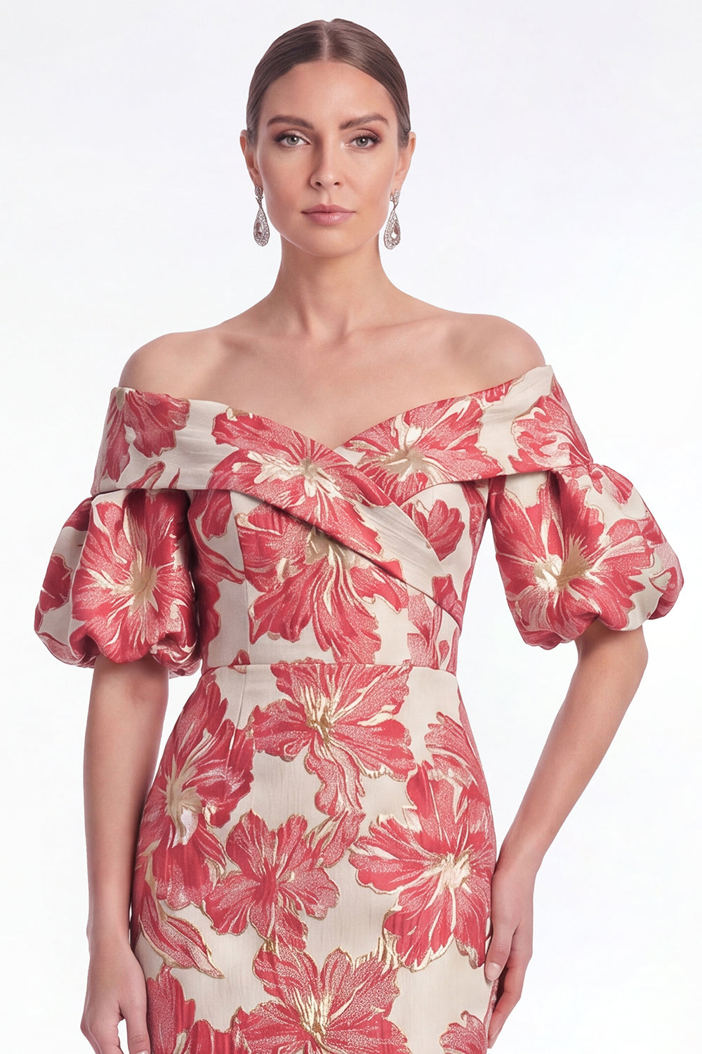 WEDTREND Women Off the Shoulder Blue Floral Mother of the Bride Dress ...
